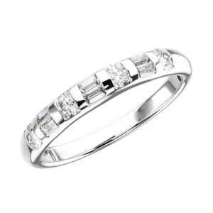 2.10 cttw baguette shape white cubic zirconia bar setting wedding engagement band ring in 14k white gold plated 925 sterling silver ring size - 4.5