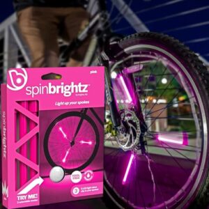 brightz spinbrightz bike spoke lights bike wheel lights bike spoke decorations bike tire lights bicycle wheel lights burning man bike lights bike accessories bike lights for riding at night, pink