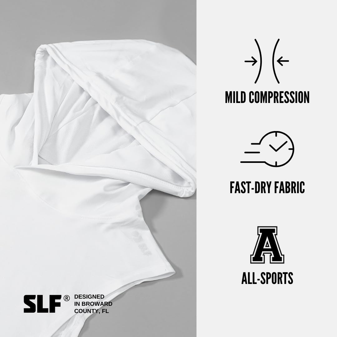 SLEEFS Basic White Sleeveless Compression Hoodie - Workout Top Tank for Men - Breathable Muscle Shirt - Quick Dry