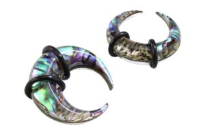 zaya body jewelry pair abalone shell pinchers horseshoes 00g 0g 2g 4g 6g 8g ear plugs tunnels tapers gauges septum (2g 6mm)