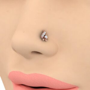 FINEROCK 0.09 Carat Diamond Nose Pin in 18K Rose Gold