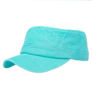 MONOFARBE Washed Cotton Plain Cadet Army Cap Classic Military Hat Men Women Fashion Hat (Turquoise)