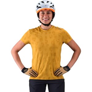 troy lee designs cycling mtb bicycle mountain bike jersey shirt for women, lilium ss jacquard (honey, medium)