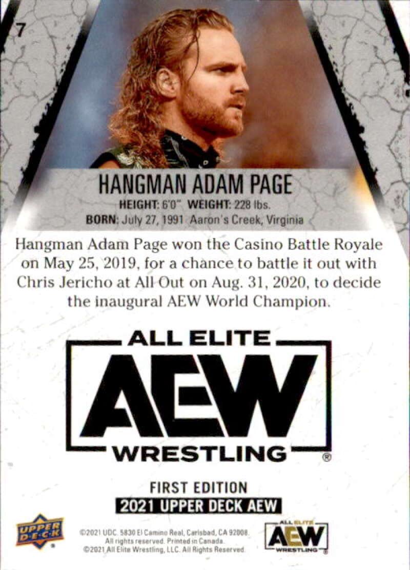 2021 Upper Deck All Elite Wrestling AEW #7 Hangman Adam Page Official Trading Card