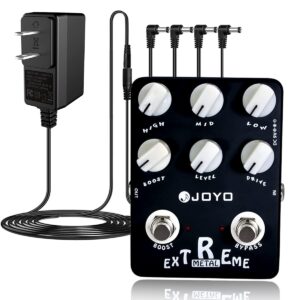 joyo jf-17 extreme metal distortion pedal bundle with dc 9v pedal power supply (800ma -1a) ac adapter