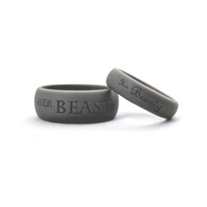 AERA CUSTOMIZED His & Hers Silicone Wedding Band Set - Engrave Any Text, Symbol, Image - Ships Next Day