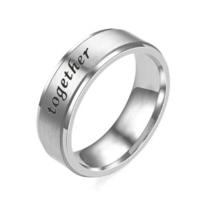 His and Hers Rings Sets for Couples, Brushed Ring Engraved "together and forever" Size 5 and Size 7 Wedding Rings for Couples Set Stainless Steel