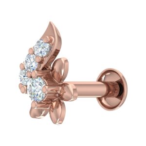 finerock 0.09 carat diamond nose pin in 18k rose gold