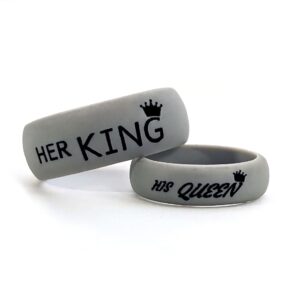 AERA CUSTOMIZED His & Hers Silicone Wedding Band Set - Engrave Any Text, Symbol, Image - Ships Next Day