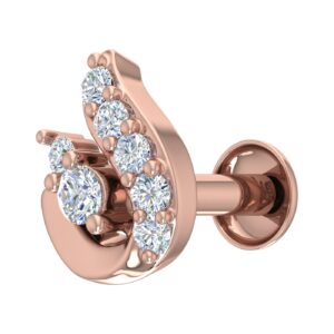 finerock 0.09 carat diamond nose pin in 18k rose gold