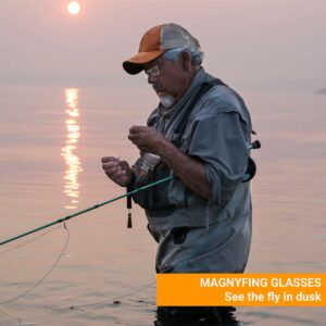 Fly Fishing Magnifying Glasses - Easy to tie/Change The Fly, Standing in The River, with Magnifier Reading Glasses. Featuring Clip-on Nose, Clips Release and One-Handed Use. Hippo Outdoor 8290