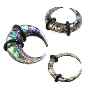 Zaya Body Jewelry Pair Abalone Shell Pinchers Horseshoes 00g 0g 2g 4g 6g 8g Ear Plugs Tunnels Tapers Gauges Septum (2g 6mm)