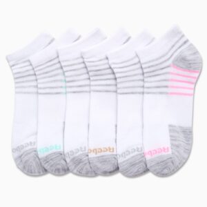 Reebok Women's Athletic Socks - Performance Low Cut Socks (6 Pack), Size 4-10, White Multi