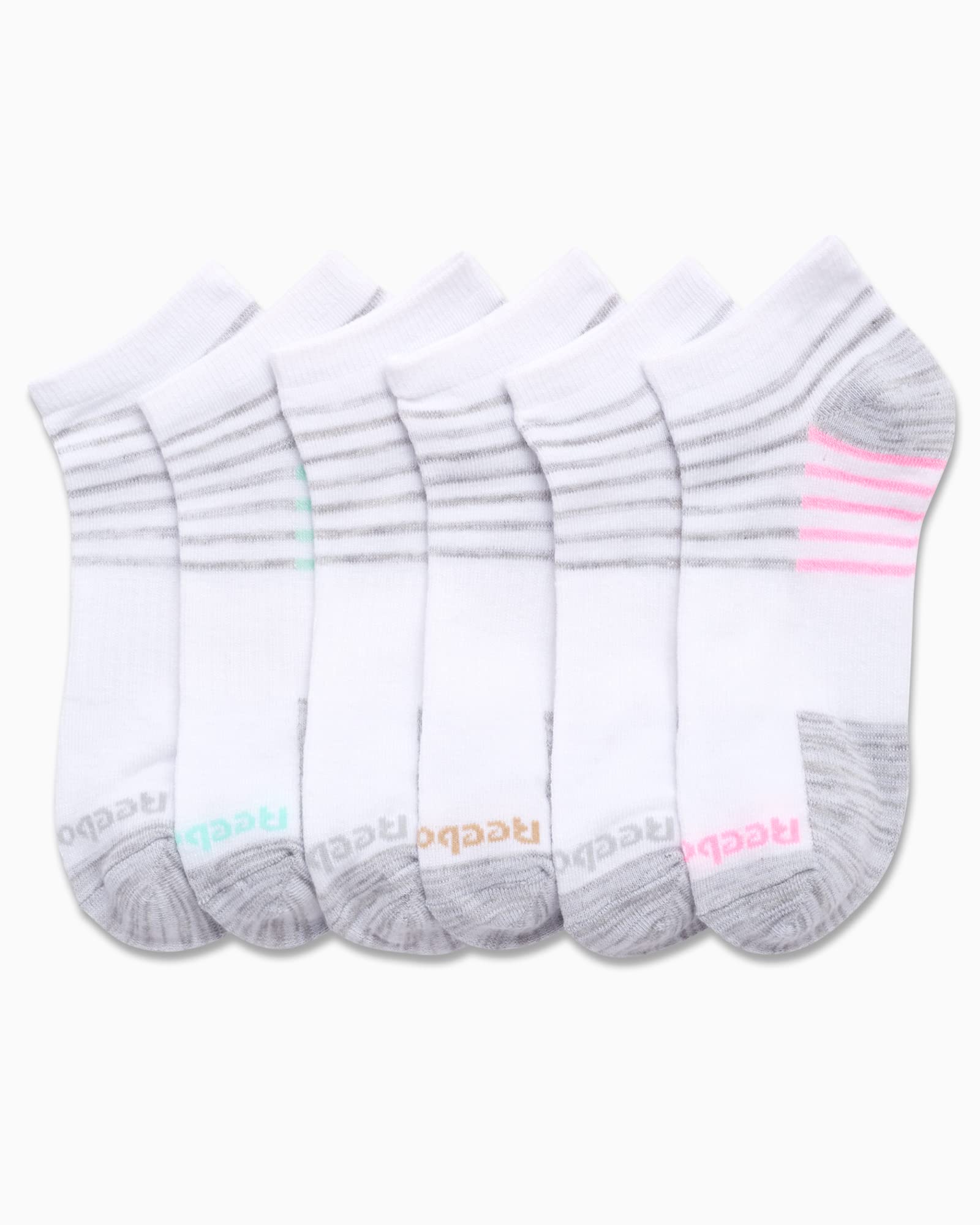 Reebok Women's Athletic Socks - Performance Low Cut Socks (6 Pack), Size 4-10, White Multi