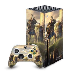 head case designs officially licensed assassin's creed female eivor raid leader valhalla key art matte vinyl sticker gaming skin decal cover compatible with xbox series x console and controller bundle