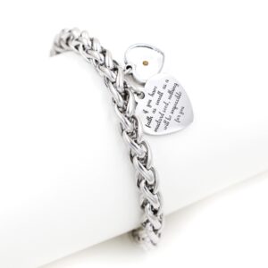 Cool Stainless Chunky Thick Large Link Chain Bracelet with Faith Mustard Seed Charm for Men Women Length 7.9" * Width 8mm (8mm-Heart Charm)