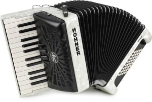 hohner bravo ii 48 chromatic piano key accordion - white