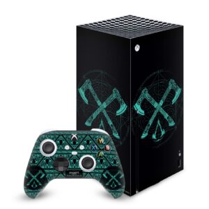 head case designs officially licensed assassin's creed dual axes valhalla key art vinyl sticker gaming skin decal cover compatible with xbox series x console and controller bundle