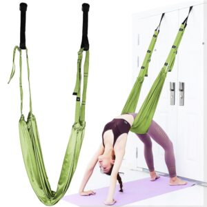 leg stretcher strap adjustable fitness band for waist trainer stretching door swing flexibility tensile trainer with carrying pouch for yoga practitioner ballet dancer gymnastics exercises (green)