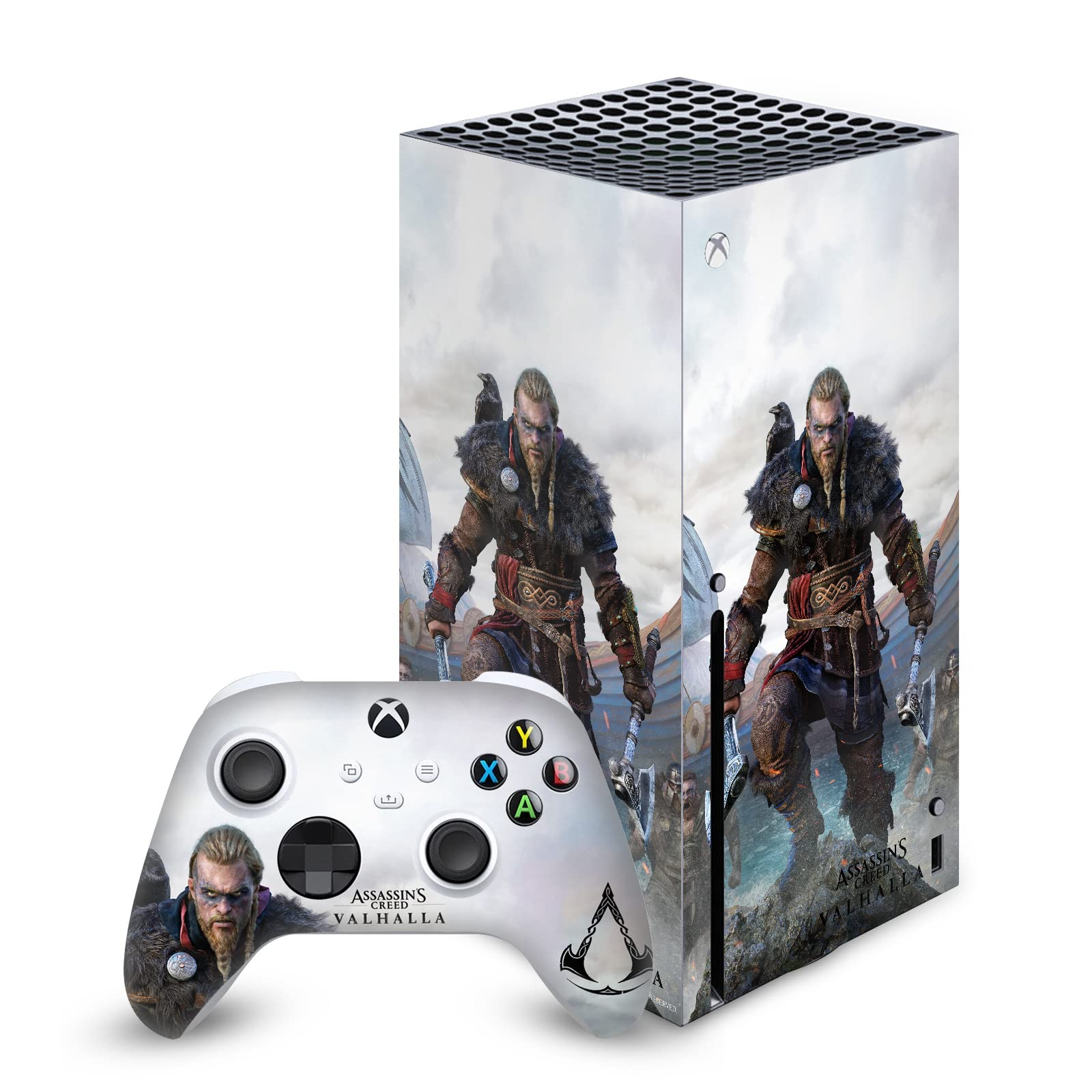 Head Case Designs Officially Licensed Assassin's Creed Male Eivor 2 Valhalla Key Art Matte Vinyl Sticker Gaming Skin Decal Cover Compatible with Xbox Series X Console and Controller Bundle