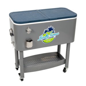 tommy bahama 77 quart rolling stainless steel cooler with wheels