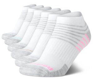 reebok women's athletic socks - performance low cut socks (6 pack), size 4-10, white multi