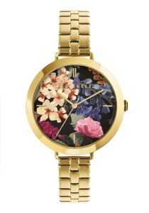 ted baker women's quartz stainless steel strap, gold, 12 casual watch (model: bkpamf1039i), gold/black/multi