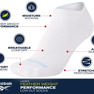 Reebok Women's Athletic Socks - Performance Low Cut Socks (6 Pack), Size 4-10, White Multi