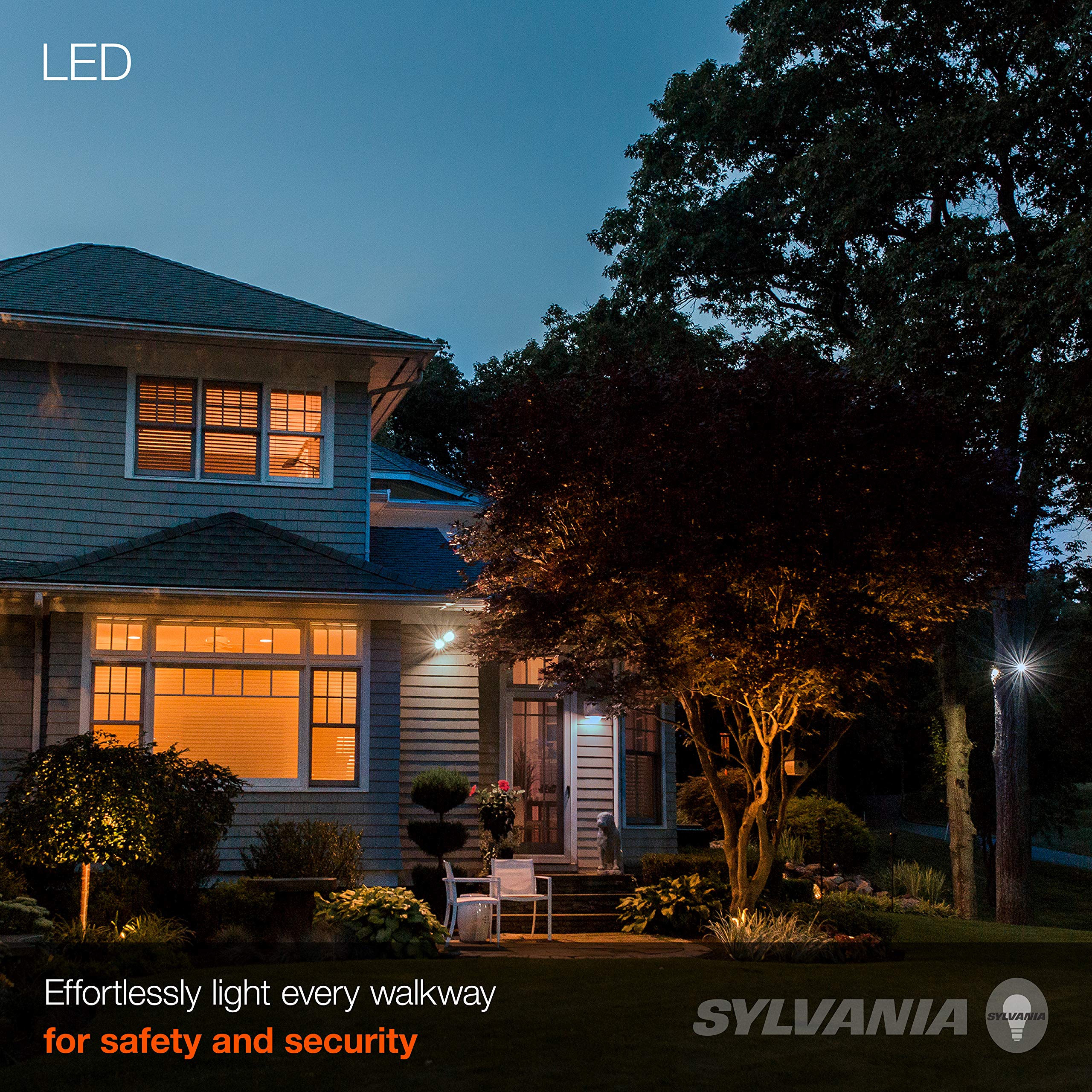 LEDVANCE Sylvania Night Chaser LED PAR38 Light Bulb, 250W = 23W, 22 Year, Dimmable, Super Bright 2650 Lumens, Wet Rated, 5000K, Daylight - 2 Pack (41358)