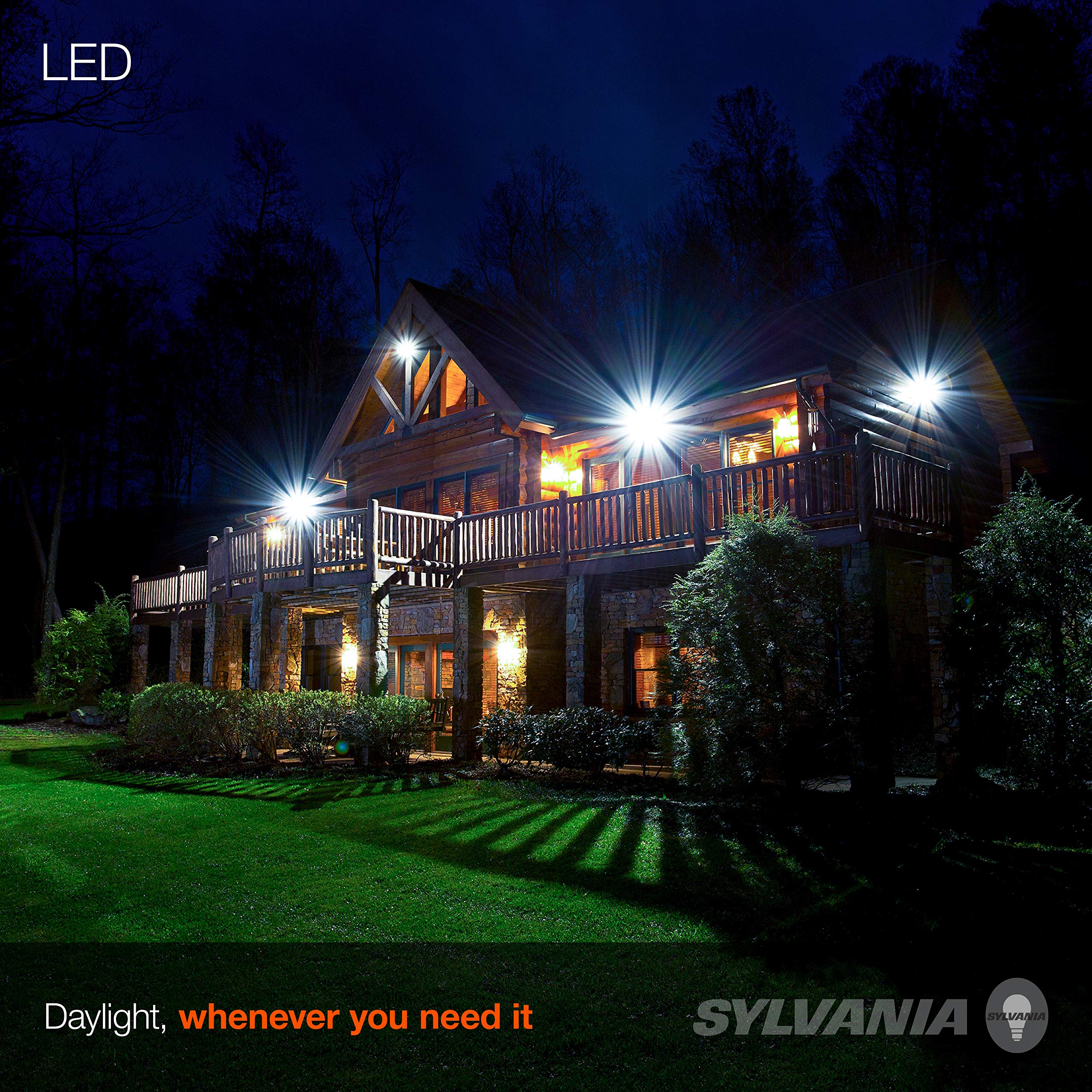 LEDVANCE Sylvania Night Chaser LED PAR38 Light Bulb, 250W = 23W, 22 Year, Dimmable, Super Bright 2650 Lumens, Wet Rated, 5000K, Daylight - 2 Pack (41358)