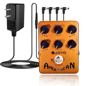 joyo jf-14 american sound amp simulator pedal bundle with dc 9v pedal power supply (800ma -1a) ac adapter