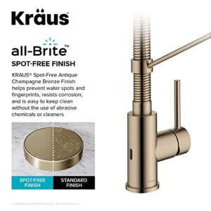 KRAUS Bolden Touchless Sensor Commercial Style 2-Function Single Handle Pull-Down Kitchen Faucet in Spot-Free Antique Champagne Bronze, KSF-1610SFACB