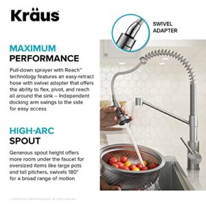 KRAUS Bolden Touchless Sensor Commercial Style 2-Function Single Handle Pull-Down Kitchen Faucet in Spot-Free Antique Champagne Bronze, KSF-1610SFACB