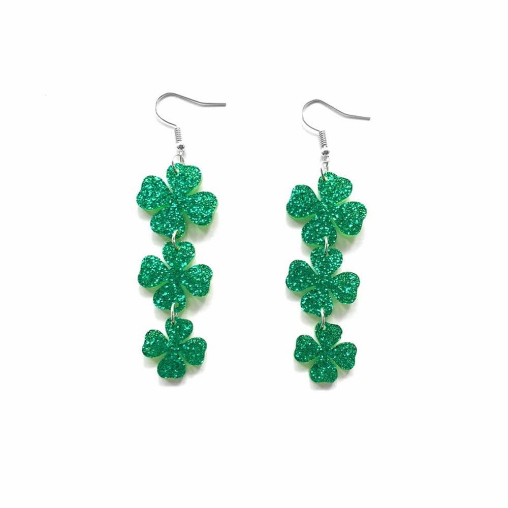 St. Patrick's Day Earrings Irish Shamrock Acrylic Pendant Earrings Green Shamrock Pendant Exquisite Earrings for Women's Jewelry Gifts