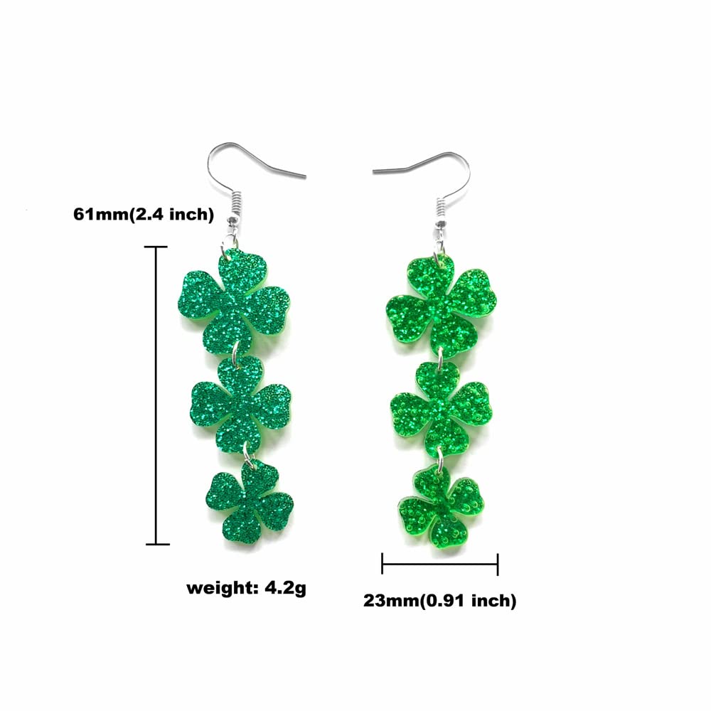 St. Patrick's Day Earrings Irish Shamrock Acrylic Pendant Earrings Green Shamrock Pendant Exquisite Earrings for Women's Jewelry Gifts