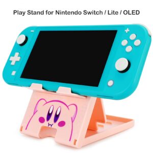 Tscope Cute Switch Stand for Nintendo, Pink Kawaii Anime Switch Lite Holder Bracket, Adjustable Foldable Portable Compact Play Stand for Switch OLED