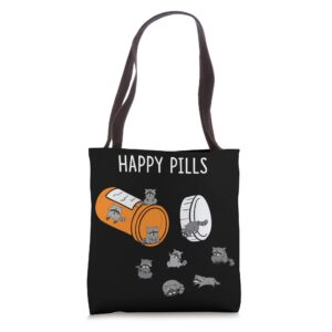 happy pills funny raccoon pet animal raccoon tote bag