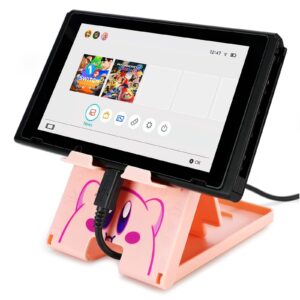 Tscope Cute Switch Stand for Nintendo, Pink Kawaii Anime Switch Lite Holder Bracket, Adjustable Foldable Portable Compact Play Stand for Switch OLED