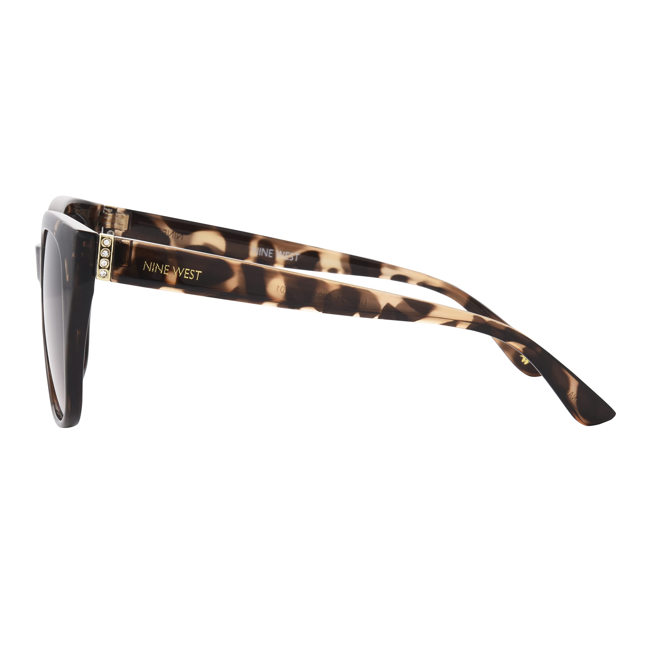 Nine West Women's Shayna Sunglasses Cat Eye, Brown Tortoise, 52mm