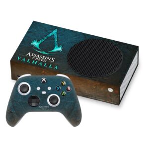 head case designs officially licensed assassin's creed logo valhalla key art vinyl sticker gaming skin decal cover compatible with xbox series s console and controller bundle