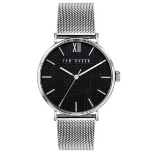 ted baker men's quartz stainless steel strap, silver, 22 casual watch (model: bkppgs2189i), silver/black