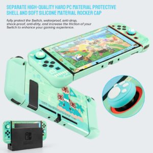 Gefacr GEFACR Case for Switch with Animal Crossing,Switch Accessories Bundle Carry Case & Protective Case Cover,Screen Protector & Thum green