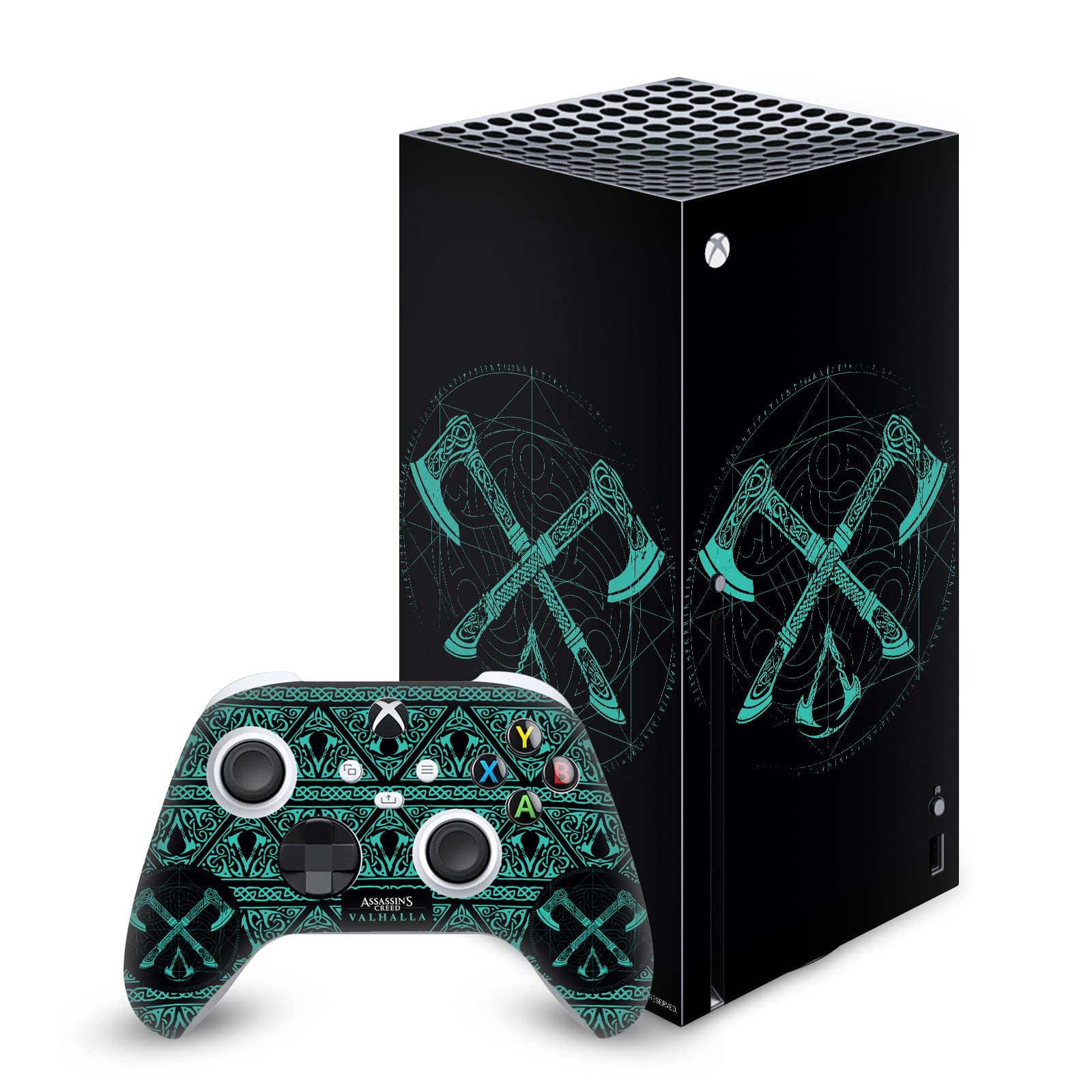 Head Case Designs Officially Licensed Assassin's Creed Dual Axes Valhalla Key Art Matte Vinyl Sticker Gaming Skin Decal Cover Compatible with Xbox Series X Console and Controller Bundle