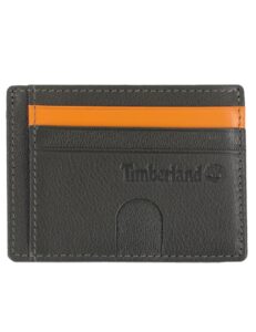 timberland men's slim leather front pocket credit holder wallet, olive (blix card case), one size