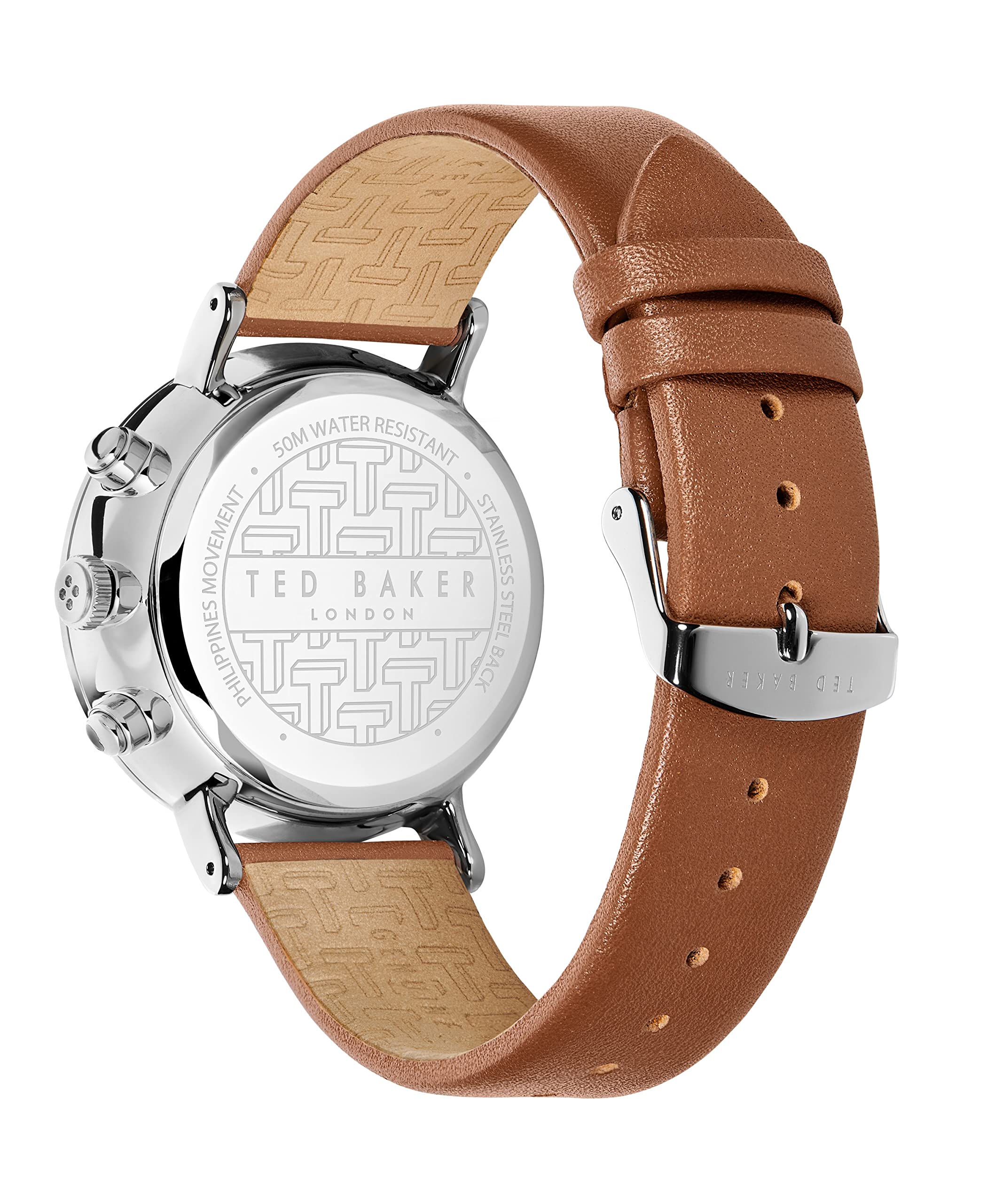 Ted Baker Men's Quartz Leather Strap, 20 Casual Watch (Model: BKPBAS2029I), Silver/Cream/Brown