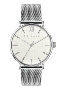 ted baker men's quartz stainless steel strap, silver, 22 casual watch (model: bkppgs2179i), silver/white