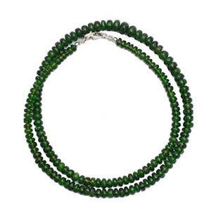 a&m natural chrome diopside plain rondelle 925 sterling silver necklace, handmade chrome diopside beaded necklace, healing chrome diopside beads necklace jewelry, chrome diopside necklace