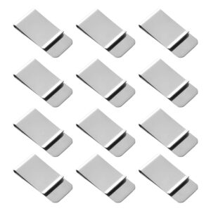 stainless steel money clip for men, metal money clip, money & cards holder, slim cash wallet, pack of 12