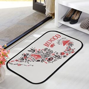 bath mat bathroom rugs mexico nature culture elements map non slip memory foama bathtub mats comfortable and soft water absorption fast dry area rug machine washable,23.6x15.7 inch