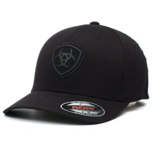 ariat men's black flexfit shield logo cap